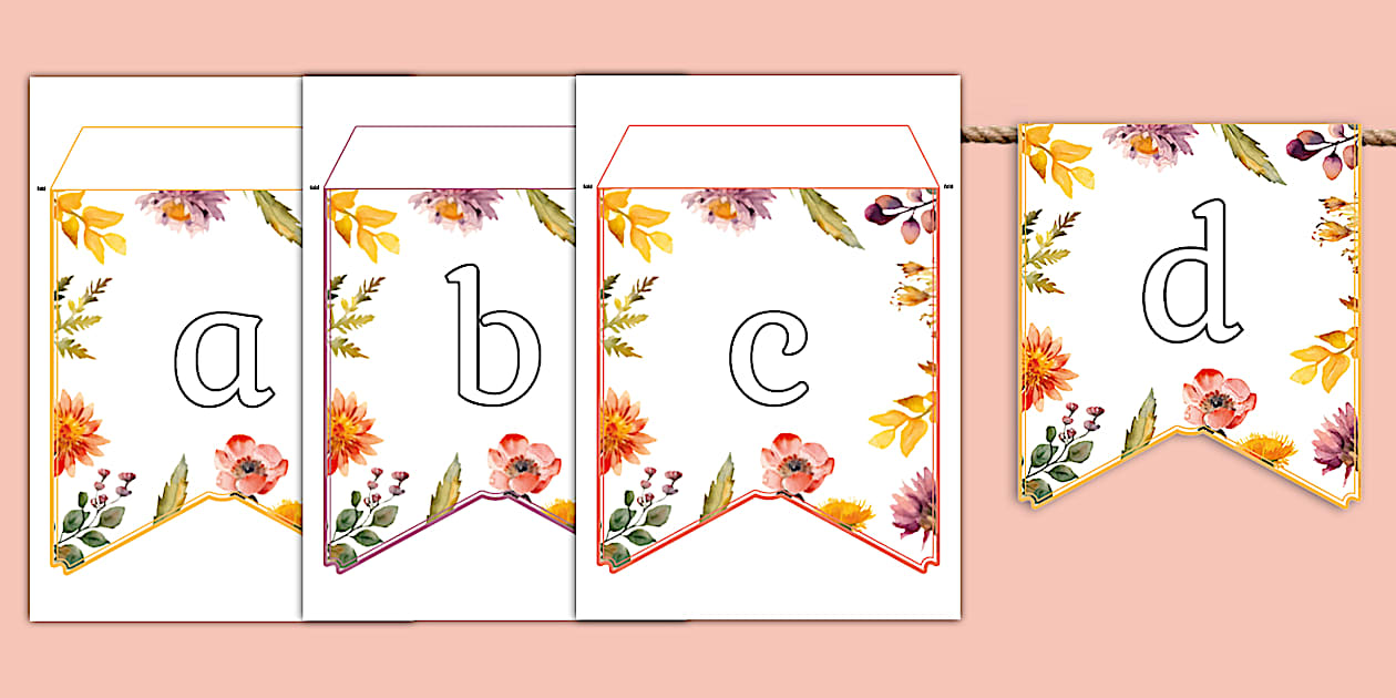 Wildflower Botanical Themed Lowercase A-Z Display Bunting