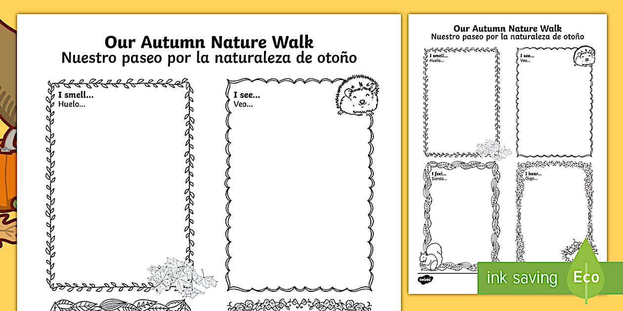 Our Autumn Nature Walk Writing Frames English/Spanish - Our Autumn ...