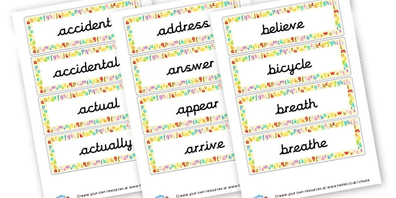 Year 3 and 4 Spelling List (teacher made) - Twinkl