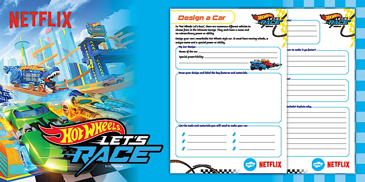 Hot Wheels: Design Your Own Car Activity Sheet [Ages 7-9]