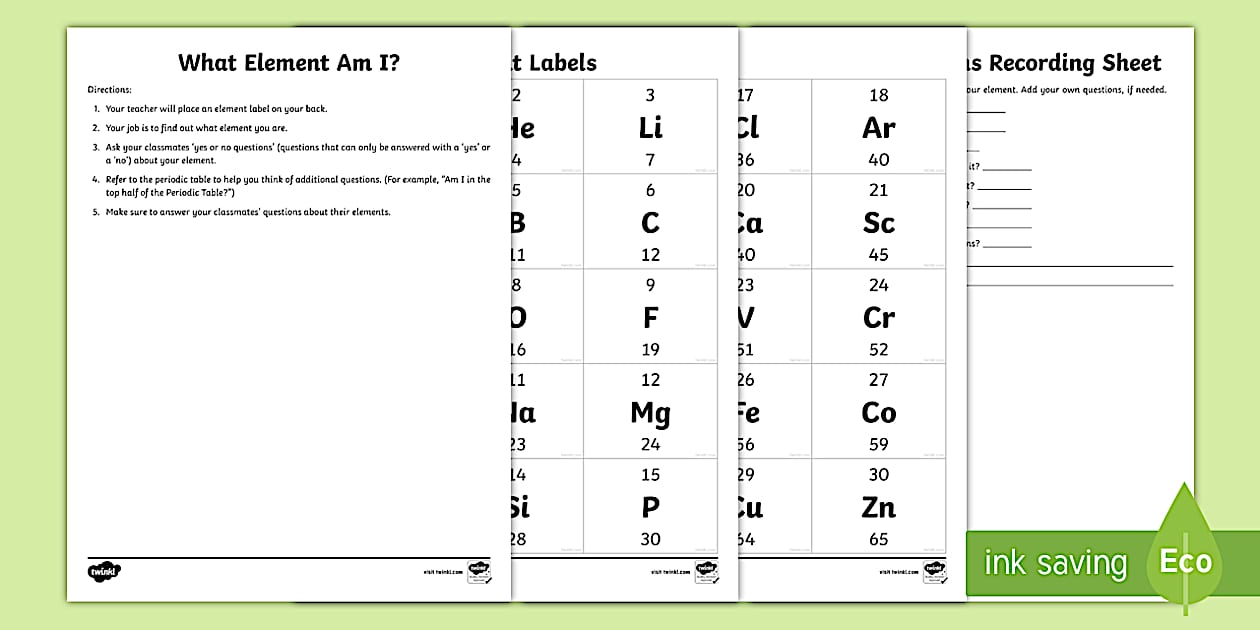 What Element Am I? Chemistry Game for 6th-8th Grade - Twinkl