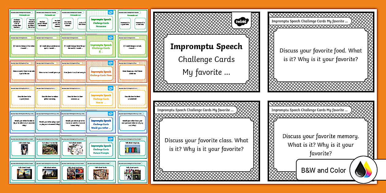 Seventh Grade Impromptu Speech Challenge Cards - Twinkl