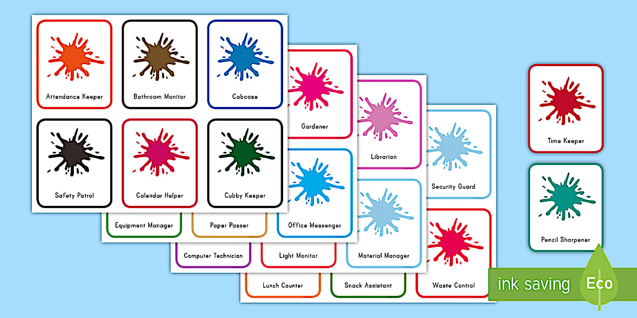 Colors Classroom Jobs Square Cards (teacher made) - Twinkl