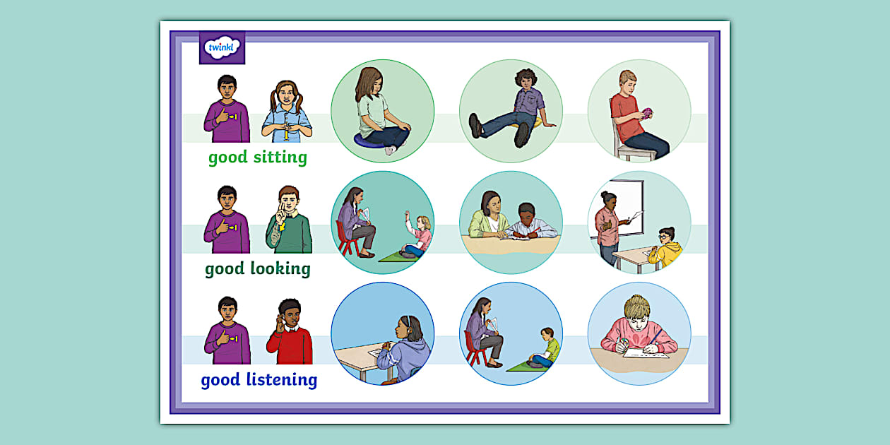 British Sign Language Good Sitting Looking Display Posters Pack