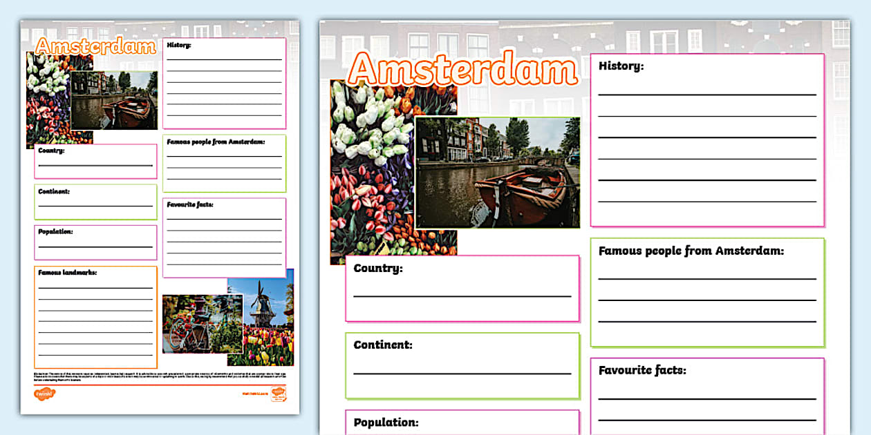 Amsterdam Fact File Template - Twinkl Geography - Twinkl