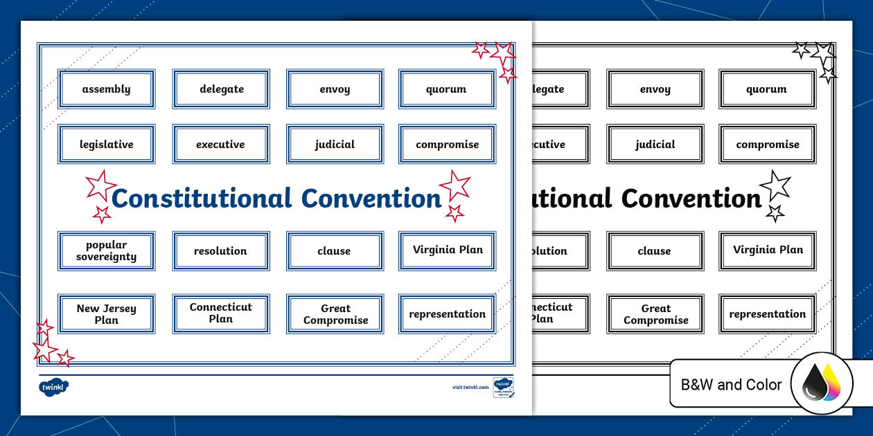 Constitutional Convention Vocabulary Mat for 6th-8th Grade