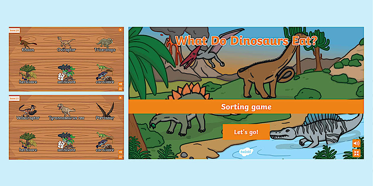 What Do Dinosaurs Eat? Interactive Sorting Game - Twinkl