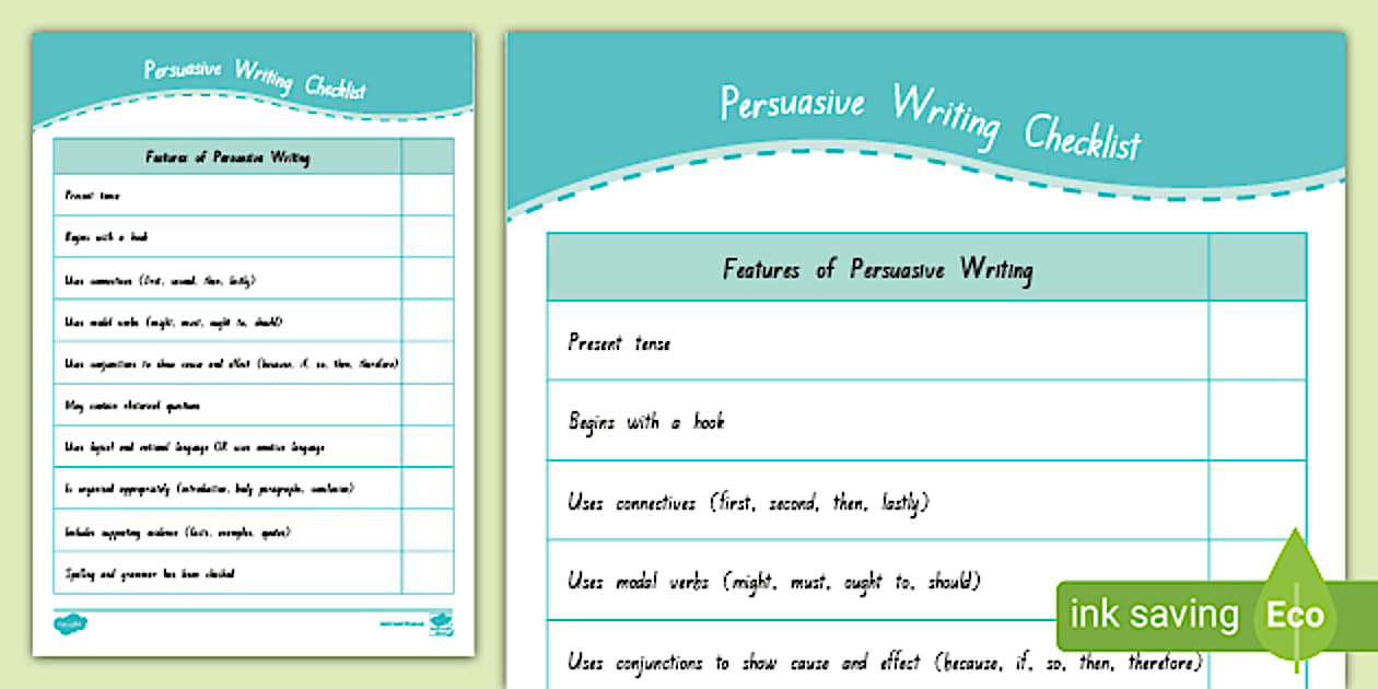 Level 3 (Phase 2) Writing - Persuasive Writing Checklist