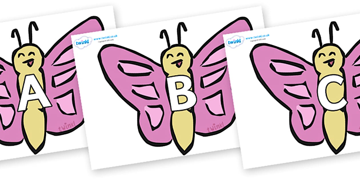 Cursive A-Z Alphabet on Butterflies (teacher made) - Twinkl