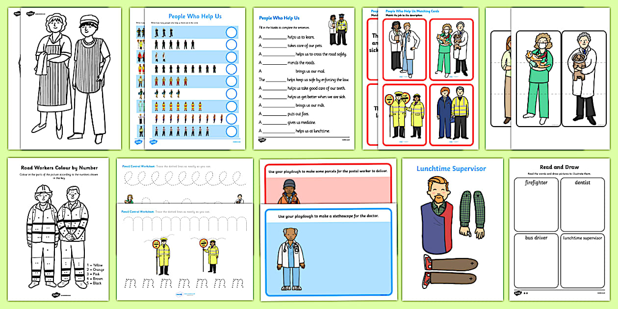 Top Ten People Who Help Us Activity Pack (teacher made)