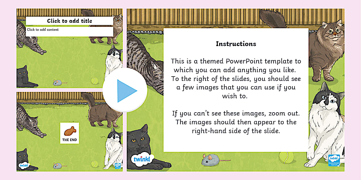 Cat PowerPoint Background Template (teacher made) - Twinkl