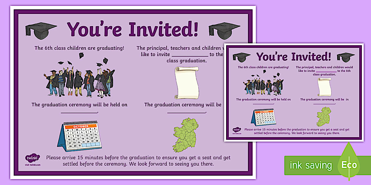 Editable Graduation Invite Write Up Worksheet - Twinkl