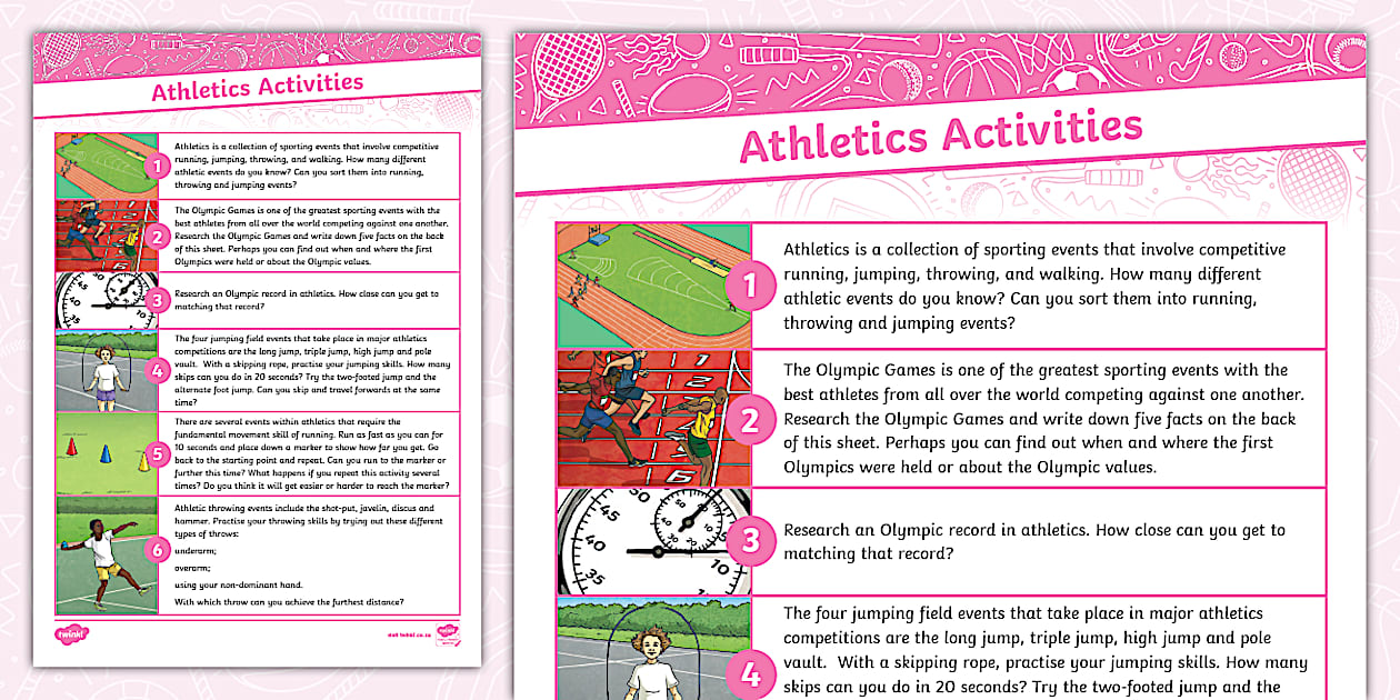 Grade 5 Term 4 Physical Education Athletics Home Learning