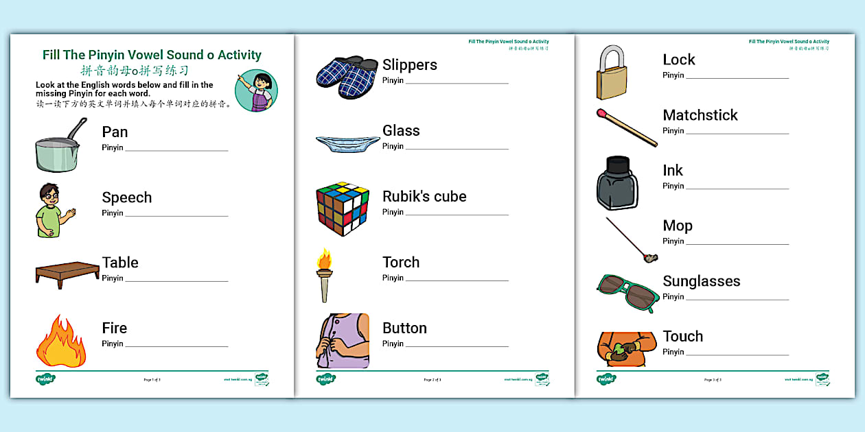 Chinese Pinyin Vowel Sound o Activity (professor feito)