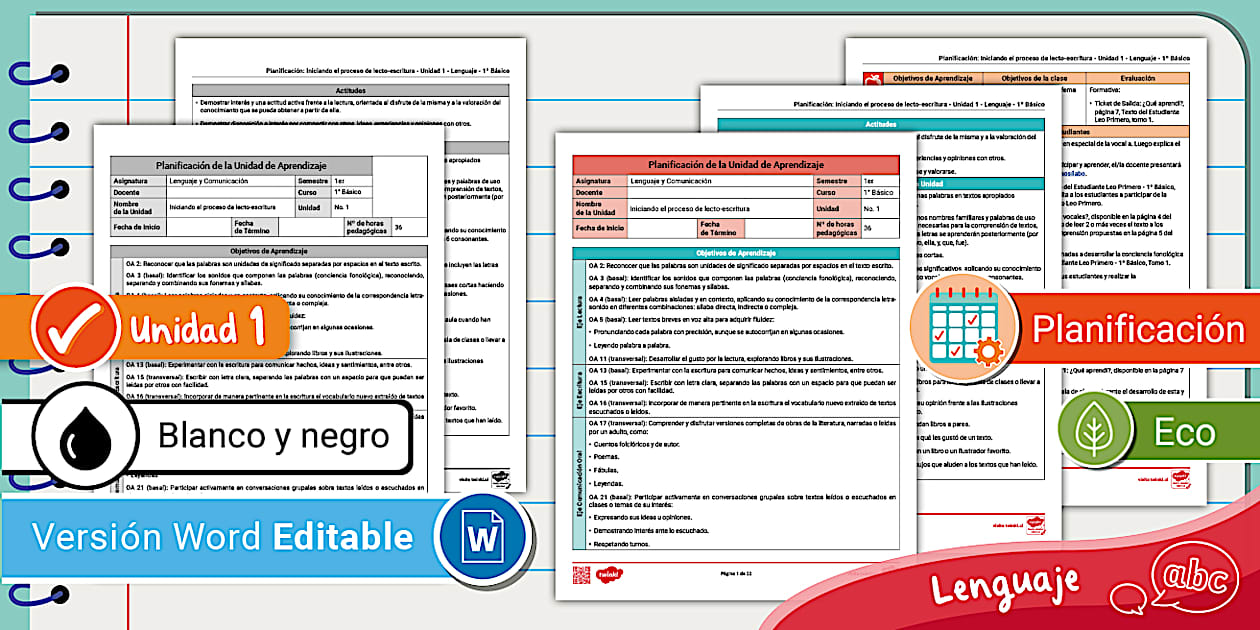 Planificación | Unidad 1 | Lenguaje | 1º Básico