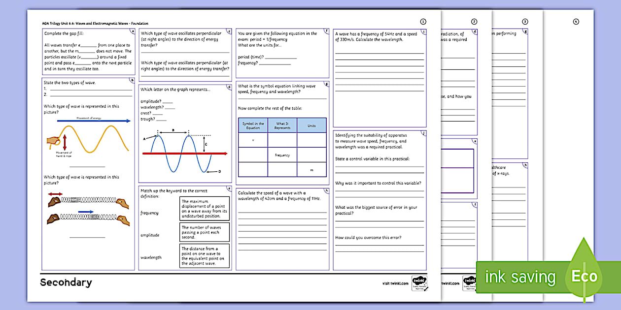 AQA GCSE Physics (Combined) Waves and Electromagnetic Waves Foundation