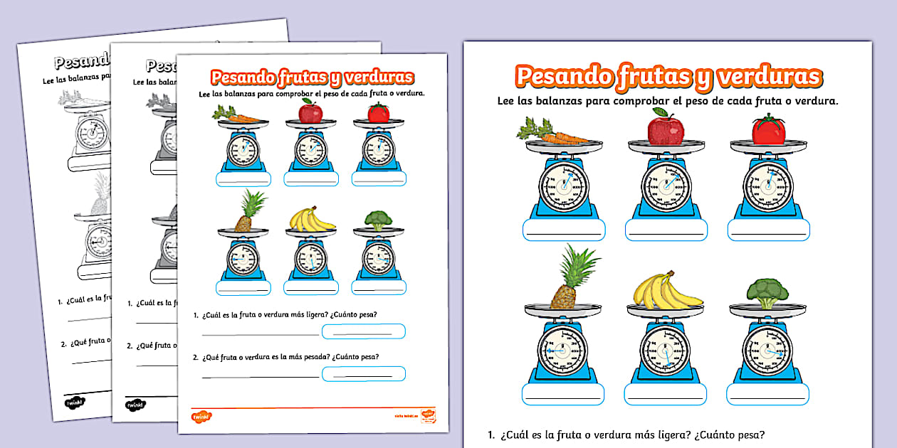 Ficha de actividad: Pesando frutas y verduras (teacher made)