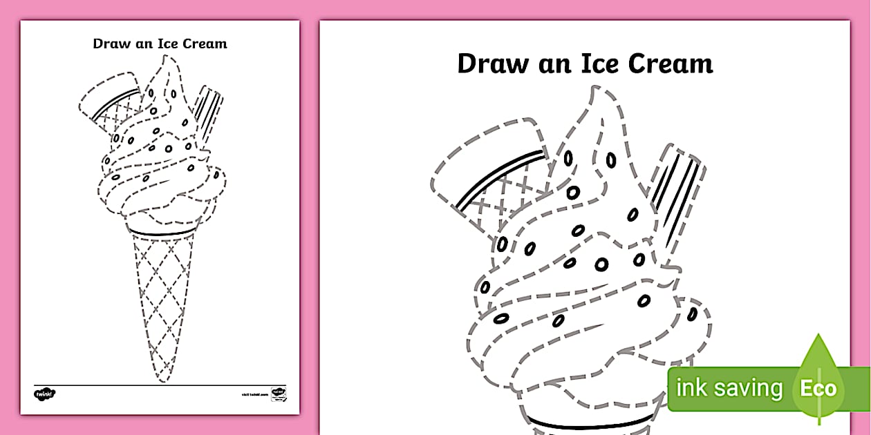 EYFS Draw an Ice Cream Pencil Control Activity - Twinkl