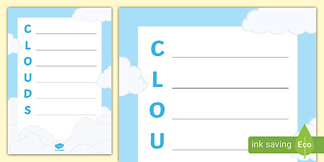 Clouds Acrostic Poem (teacher made) - Twinkl