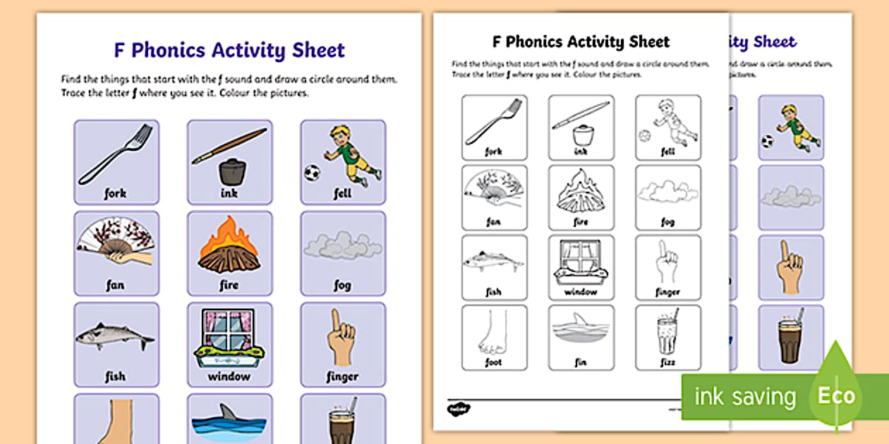 Editable 'F' Sound Phonics Worksheet (teacher made) - Twinkl