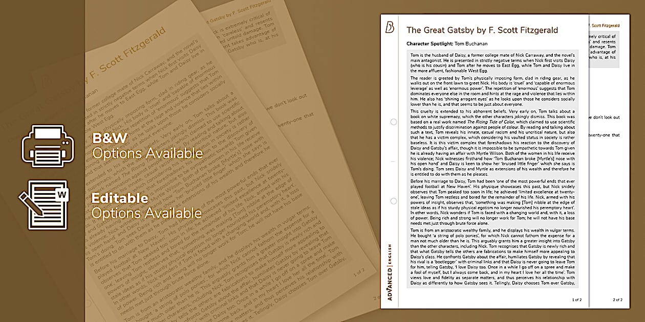 The Great Gatsby Revision: Character Spotlight - Tom Buchanan