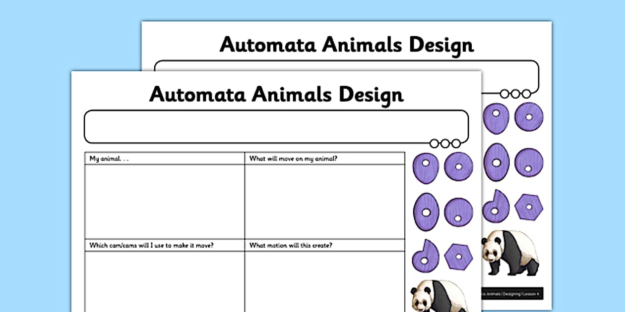 Editable Automata Animals - Automata Animals Design Worksheet