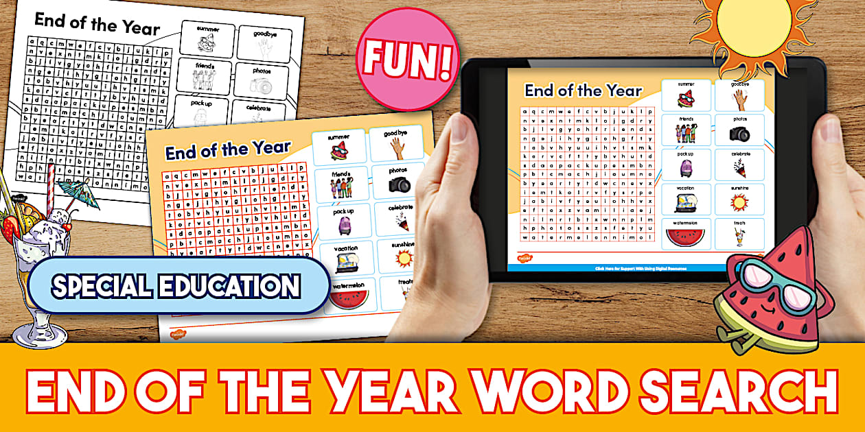 End of the Year Word Search for Special Education - Twinkl