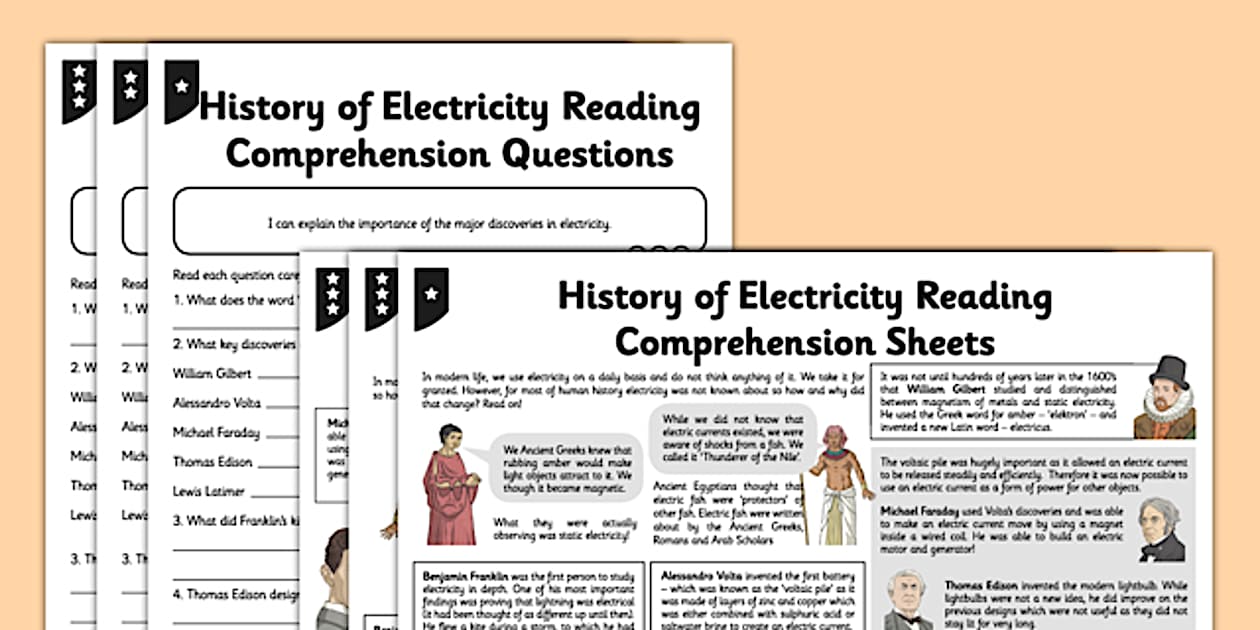 History of Electricity Comprehension Activity | Twinkl