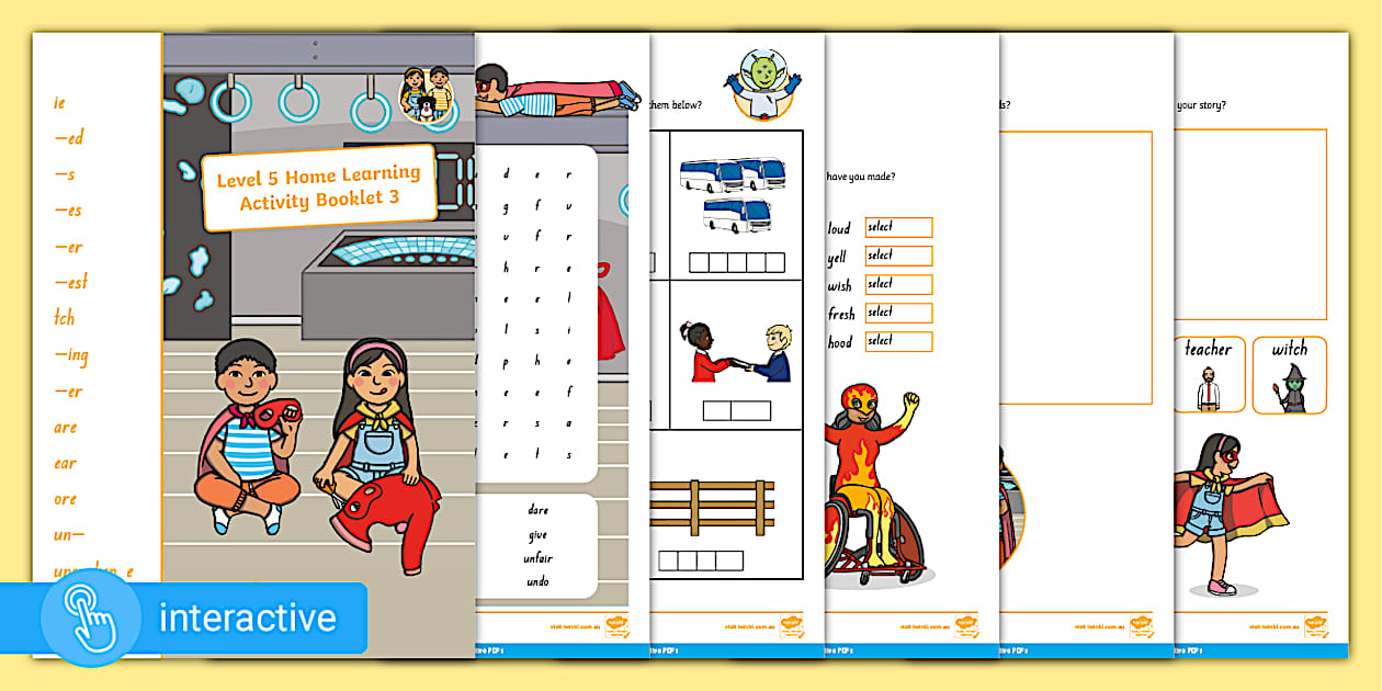 Interactive PDF: Phonics Level 5 Home Learning Activity Booklet Book 3