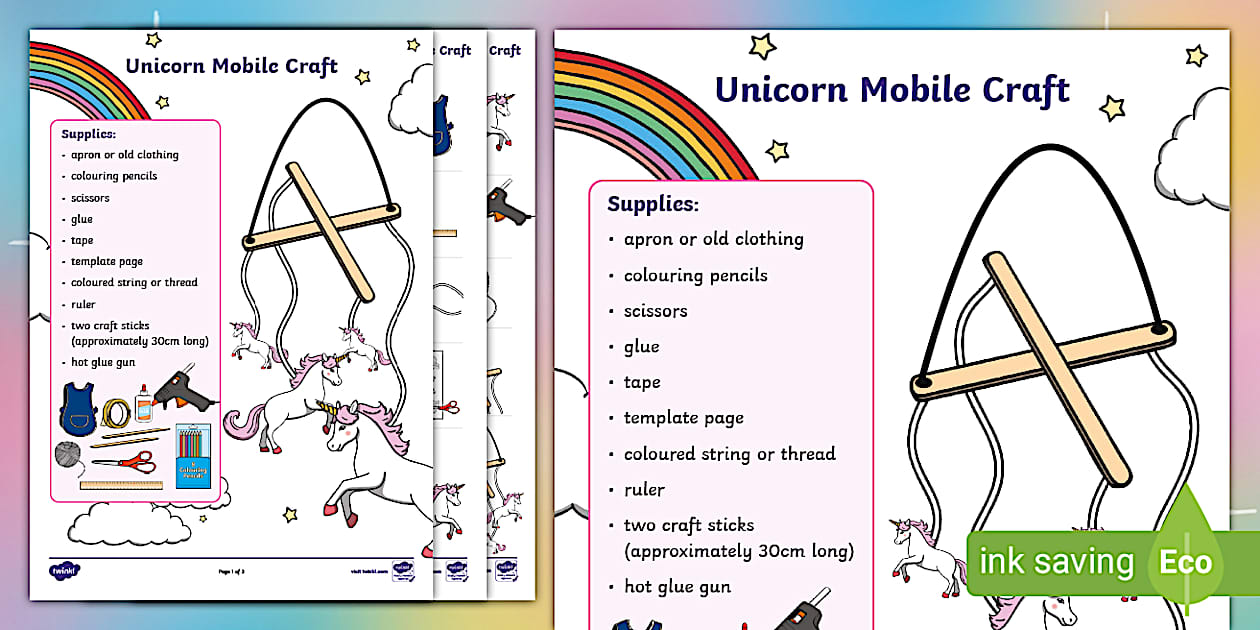 Unicorn Mobile Craft (teacher made) - Twinkl