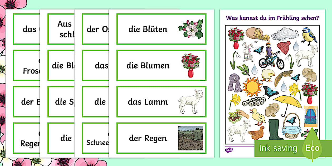 Spring Themed I Spy Worksheet / Worksheet German
