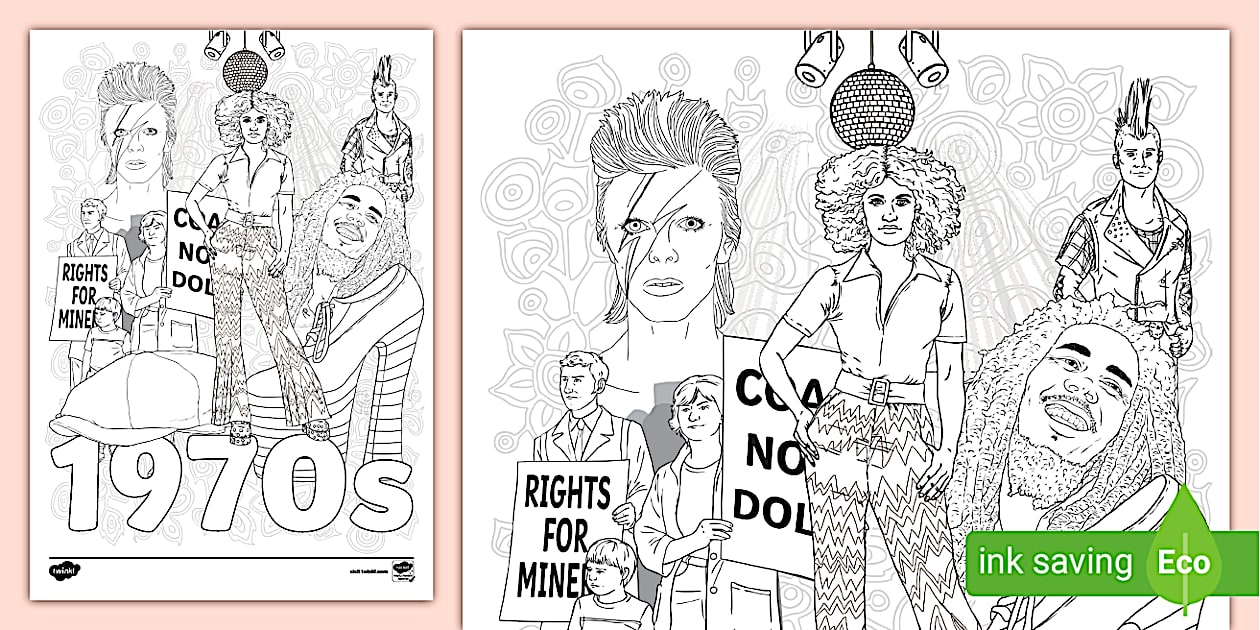 1970s Colouring Sheet (teacher made) - Twinkl