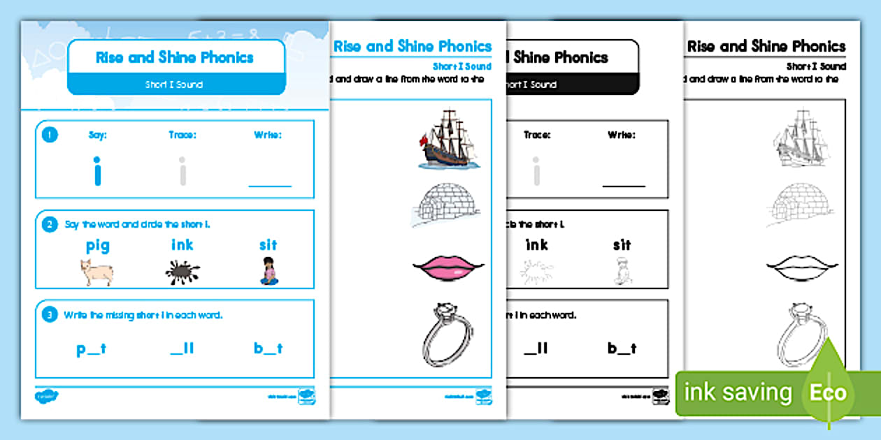 Rise and Shine Phonics: Short I Sound Worksheet - Twinkl