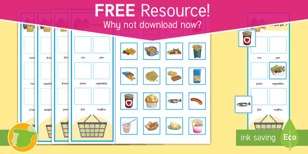 FREE! - TEFL/ESL Food Vocabulary Shopping Game Phase 2