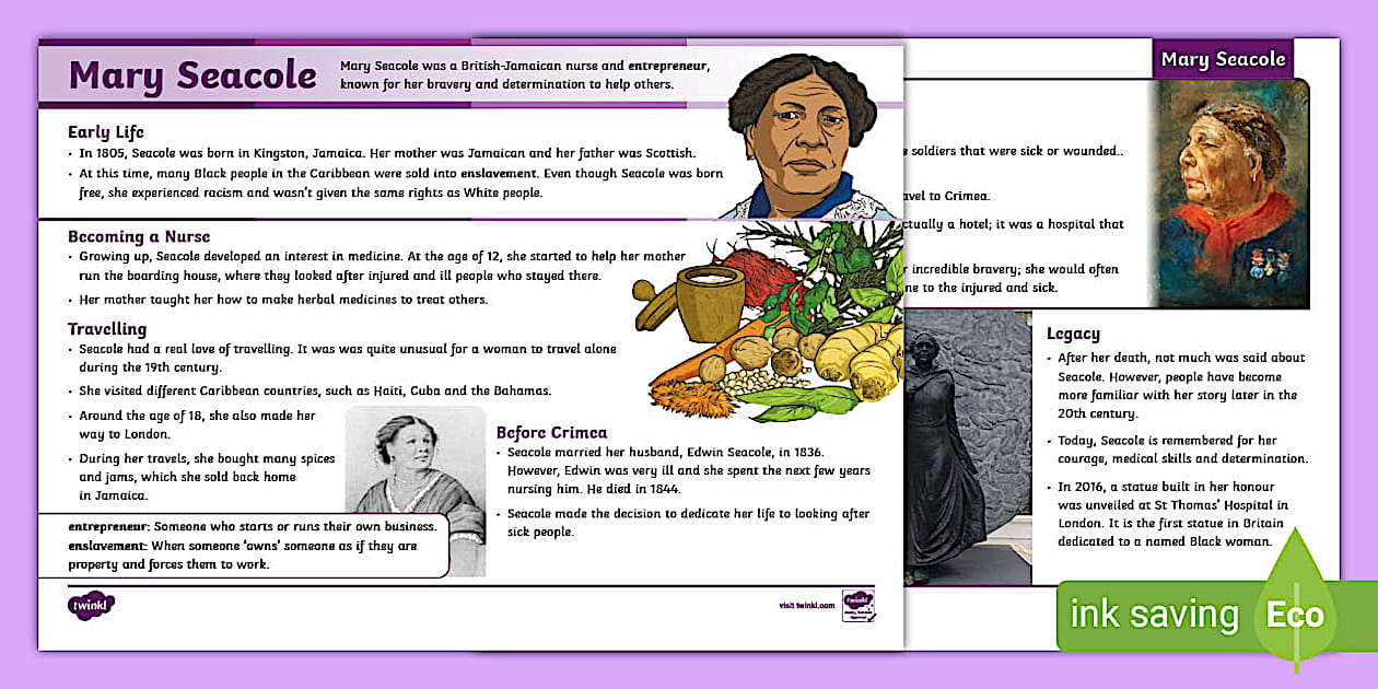 Mary Seacole Fact File - Significant Individuals - Twinkl