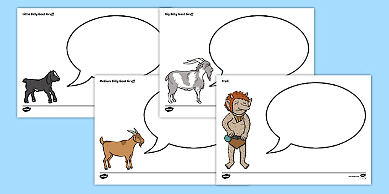 The Three Billy Goats Gruff Speech Bubble Activity - Twinkl