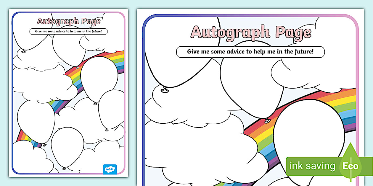 Year 6 Graduation Autograph Sheet - The Sky's the Limit