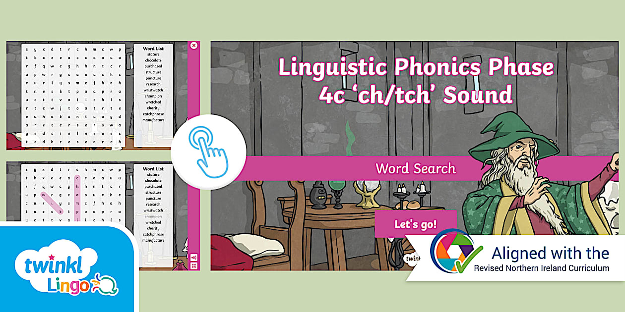 Linguistic Phonics Phase 4c ‘ch/tch’ Sound Interactive Word Search