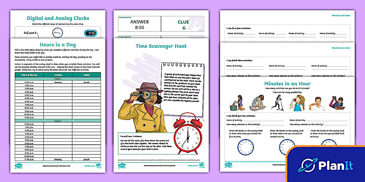Year 3 Measurement: Time Home Learning Tasks - Twinkl