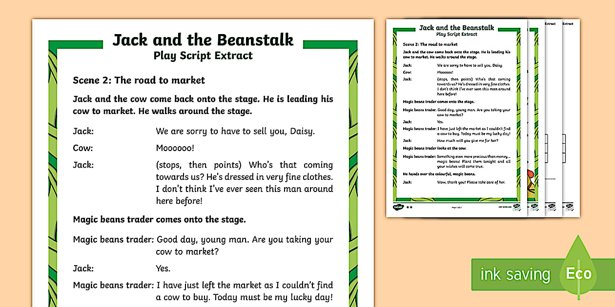 Lower Ability KS1 Jack and the Beanstalk Play Script Extracts ...