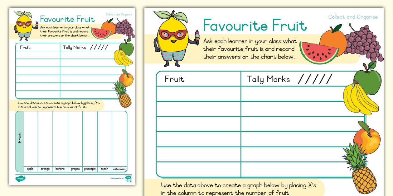 Data Handling - Collect and Sort Worksheet: Favourite Fruit