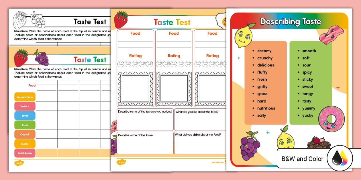 Taste Test Recording Activity Sheets - Twinkl