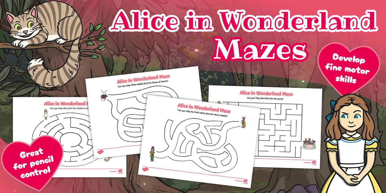Alice in Wonderland Maze Activity Sheet Pack | Twinkl