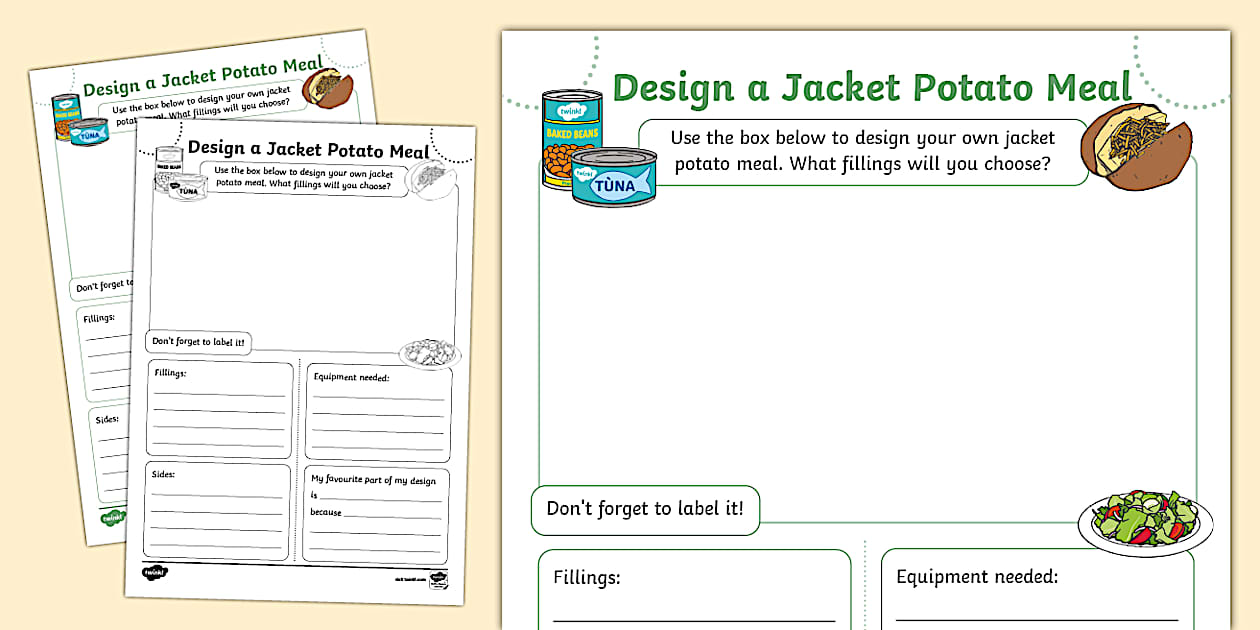Design a Jacket Potato Meal Worksheet (teacher made)