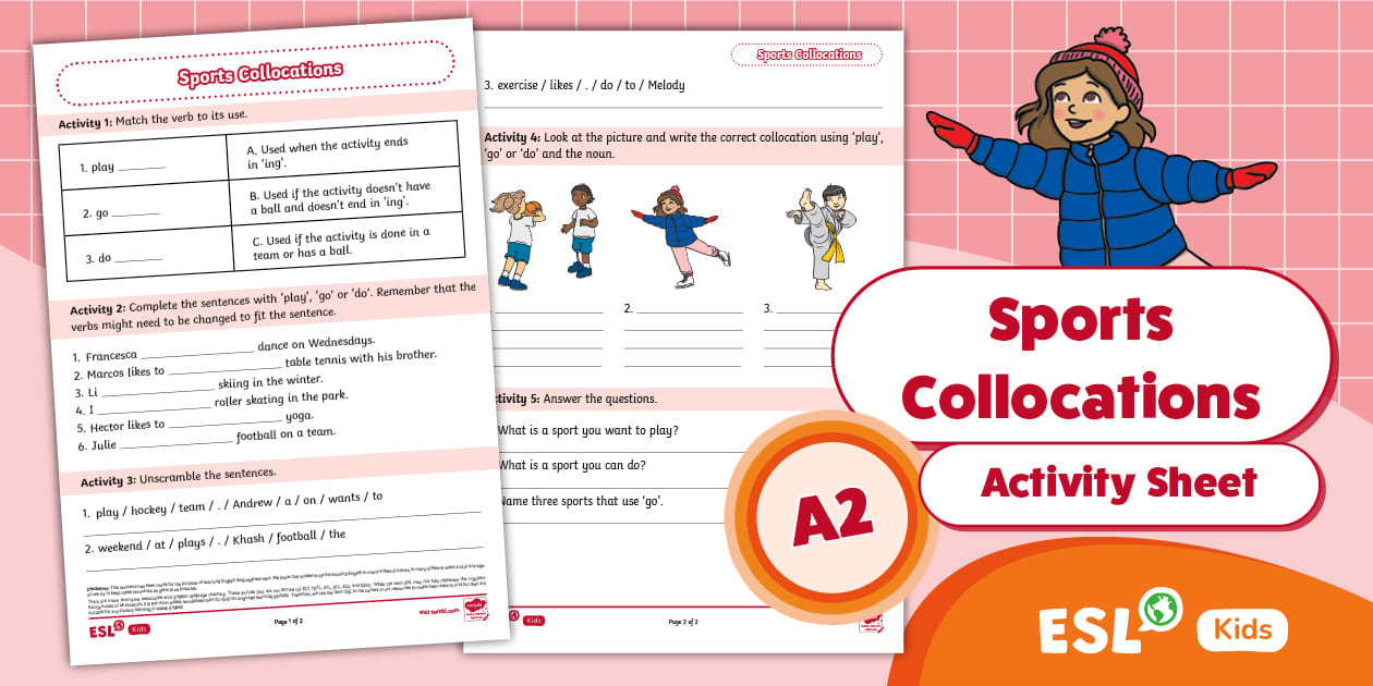 ESL Sports Collocations Activity Sheet {Kids}