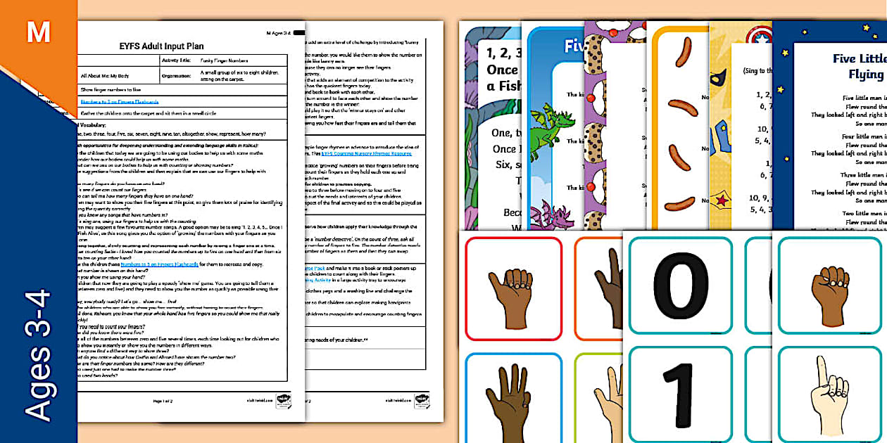EYFS Funky Finger Numbers Adult Input Plan and Resource Pack