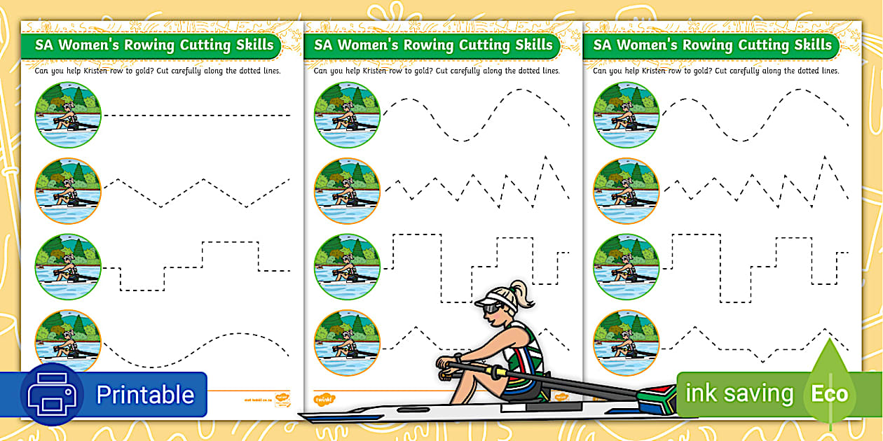 Grade R- Worksheet: SA Women's Rowing Cutting Skills
