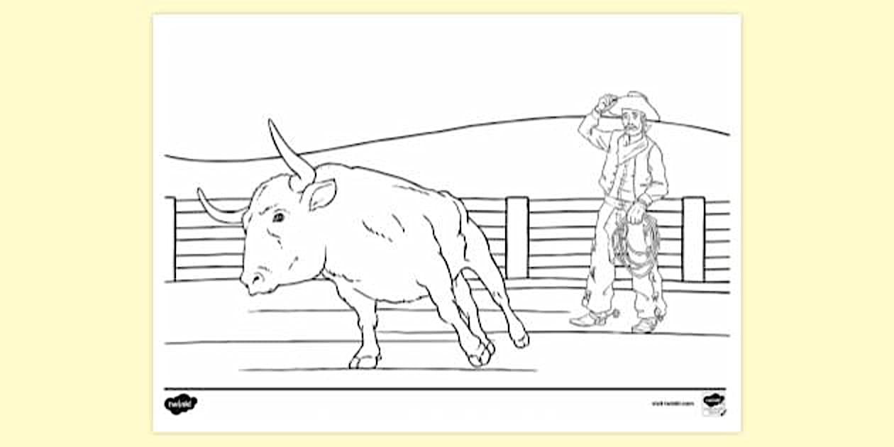 Bull Riding Colouring | Colouring Sheets