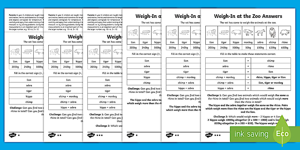 Year 2 Maths Comparing Measures Differentiated Homework Worksheets