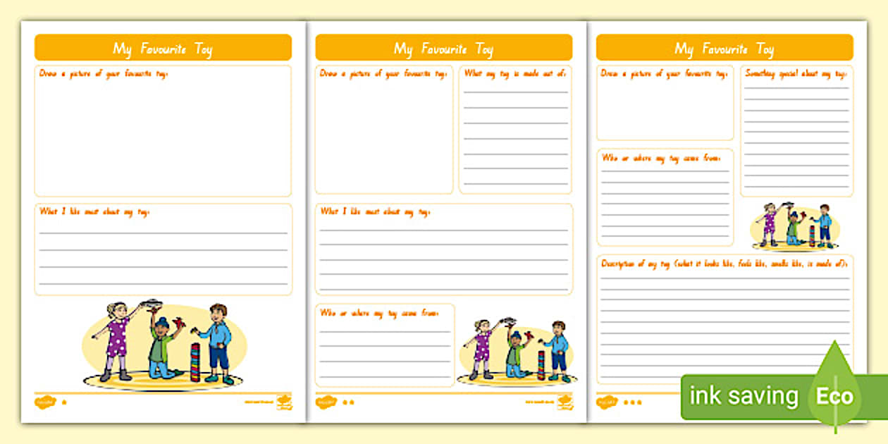 My Favourite Toy Writing Template (teacher made) - Twinkl